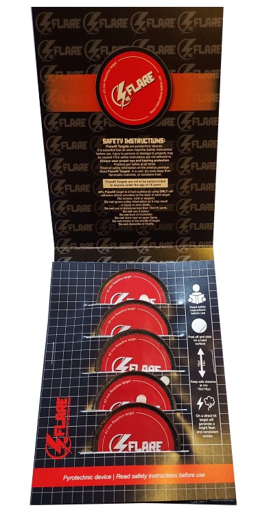 Flare 45 Reactive explosive target quiet packs. Solware Ltd.