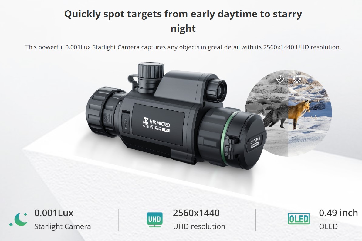 HIKMICRO Cheetah HM-C32F-S 2.7x Day / Night Vision Twilight Rifle Scope ...