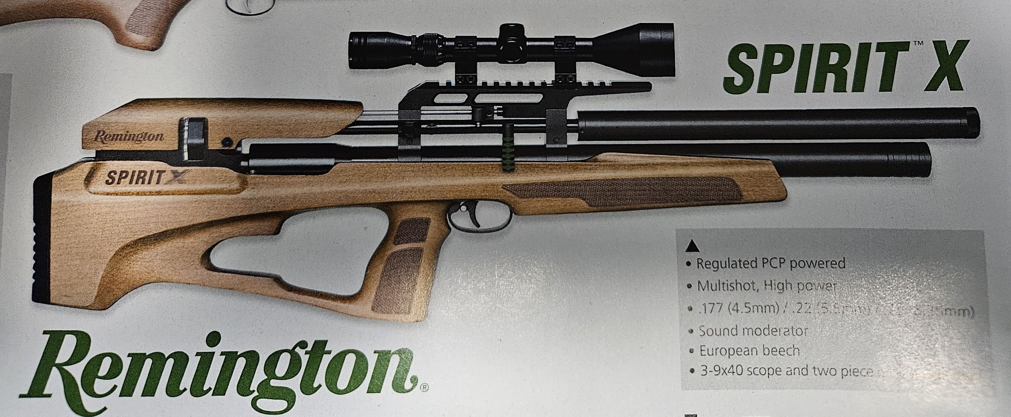 Remington Spirit X Bullpup Style PCP Air Rifle Beech Stock. Solware Ltd.