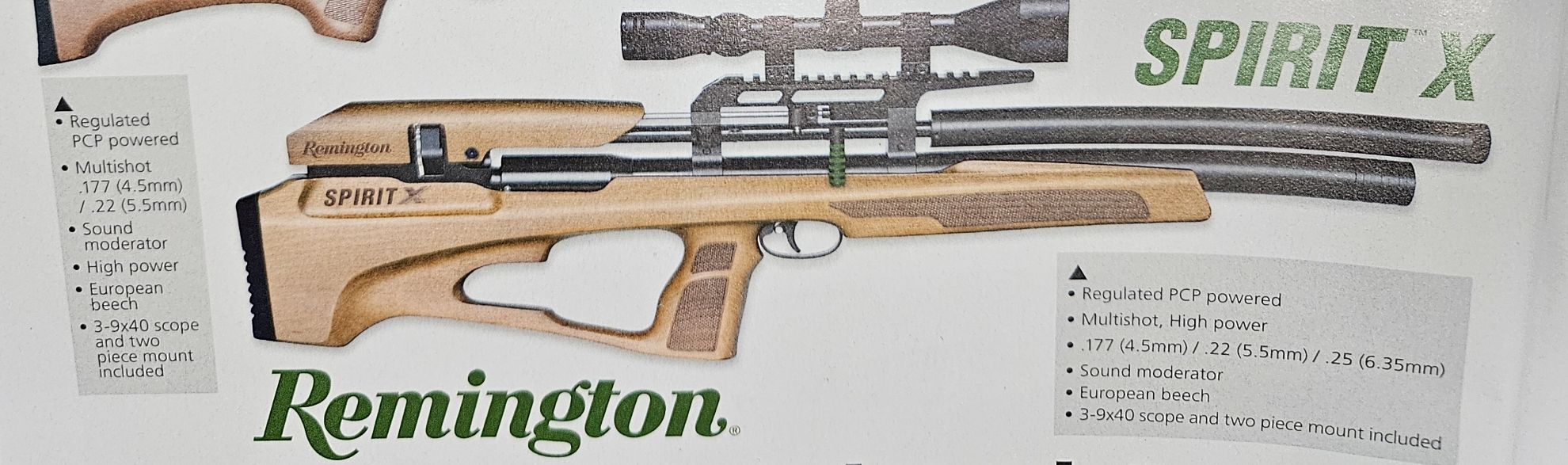 Remington Spirit X Bullpup Style PCP Air Rifle Beech Stock. Solware Ltd.